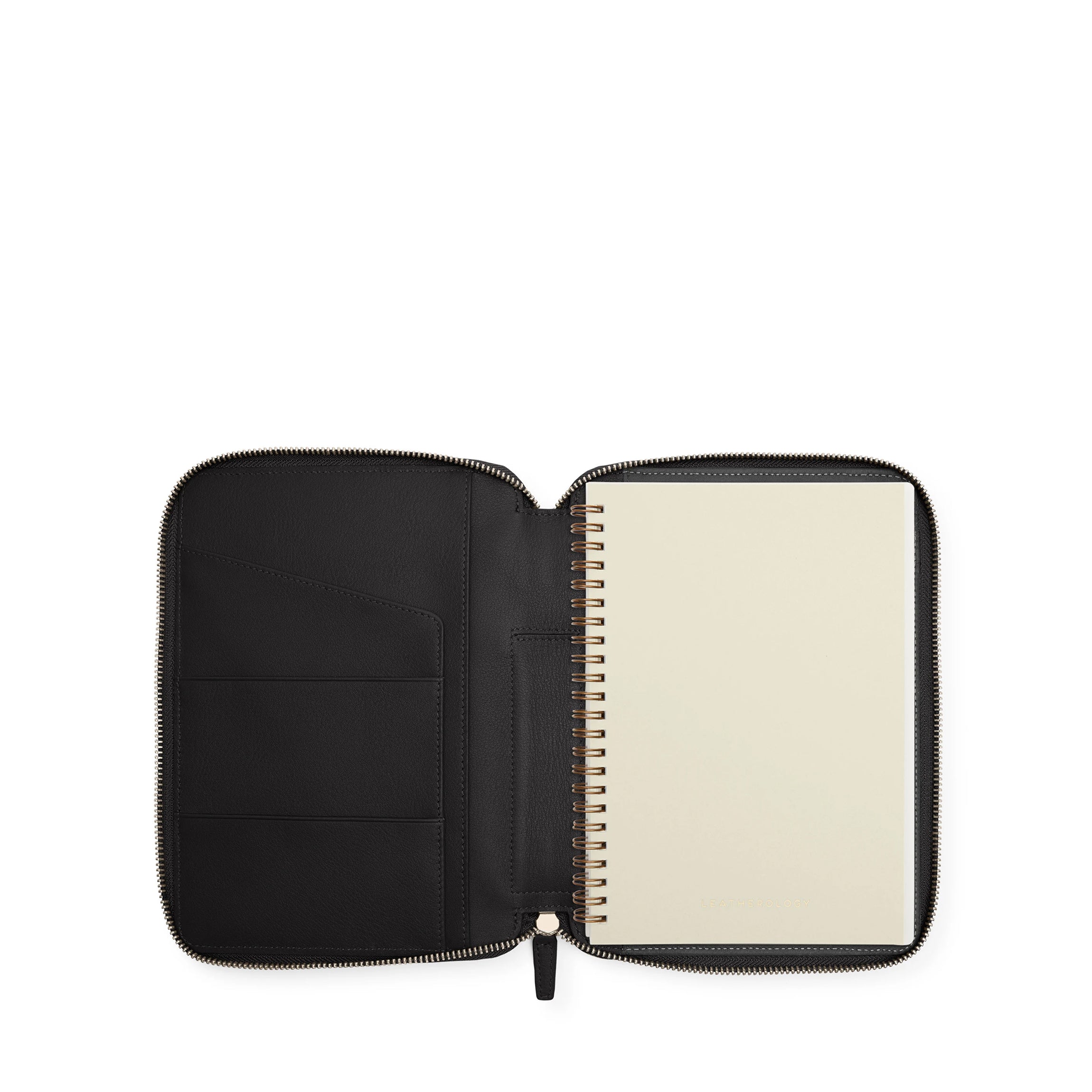 A5 Zippered Spiral Journal | Full grain leather, sleek notebook storage ...